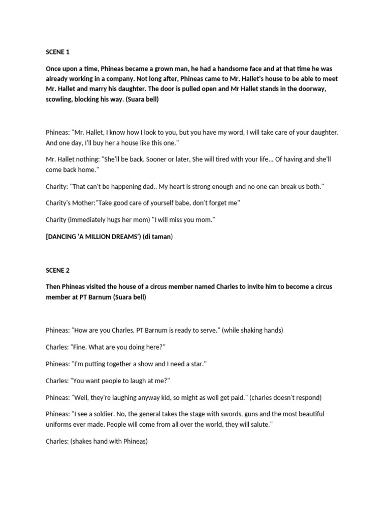 the greatest showman script- | PDF | P. T. Barnum