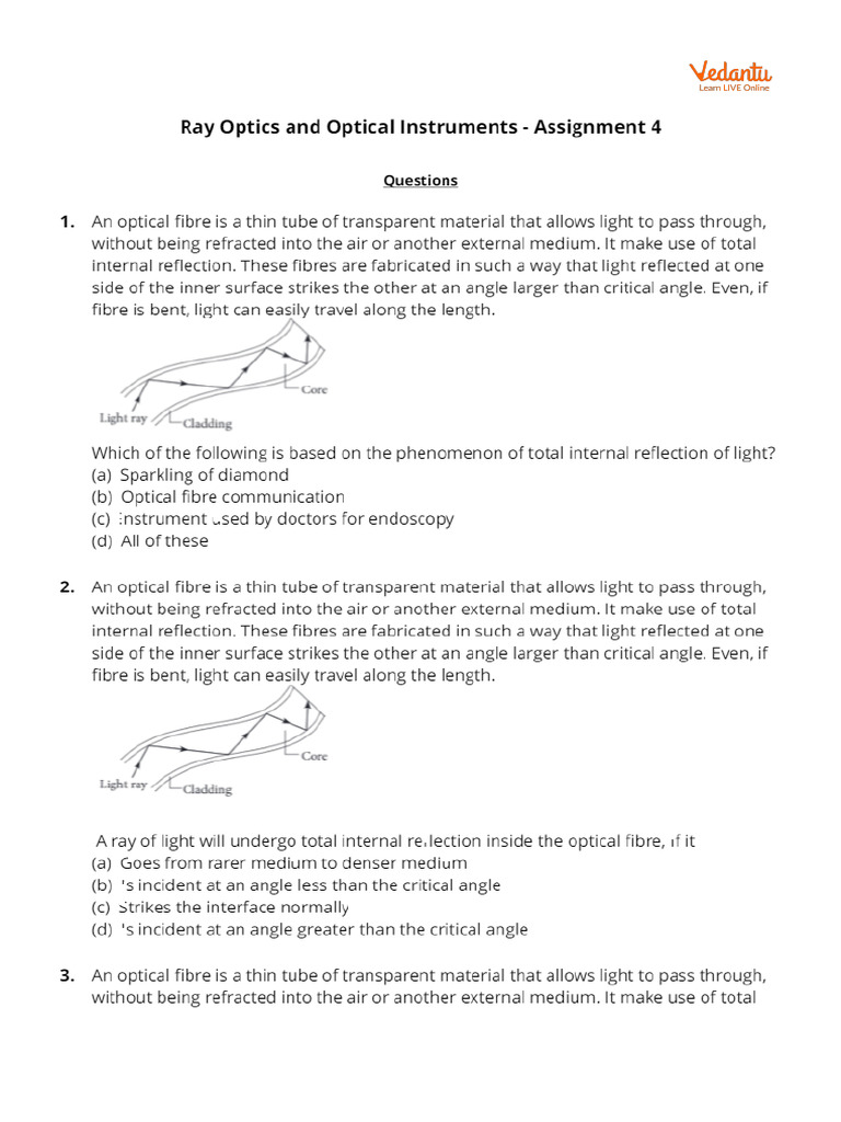 Ray Optics and Optical Instruments - Assignment 4 | PDF