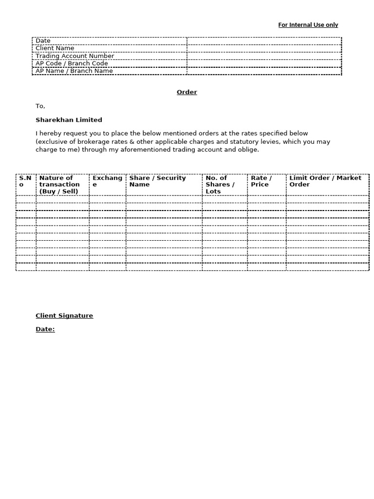 Order Slip Format | PDF