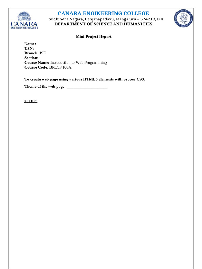 IWP Mini-Project Report Format | PDF