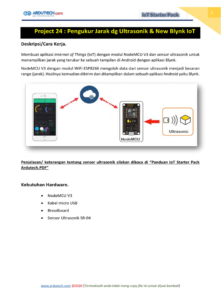 Pengukur Jarak dg Ultrasonik & New Blynk IoT | PDF
