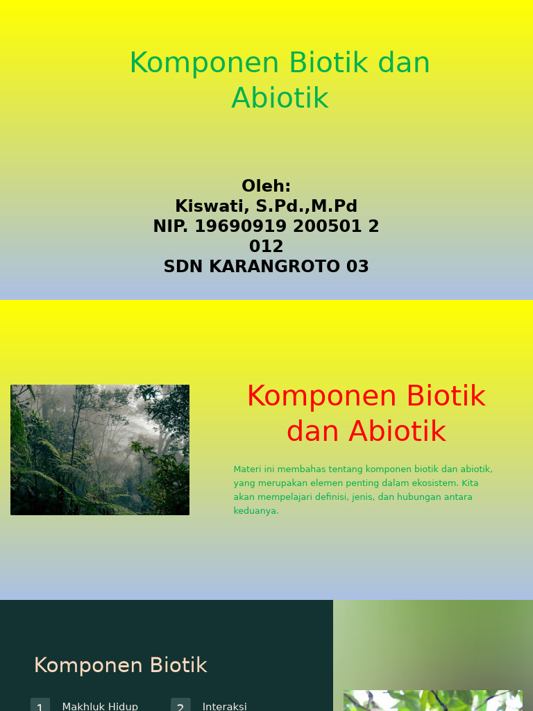 Komponen Biotik dan Abiotik Ekosistem | PDF