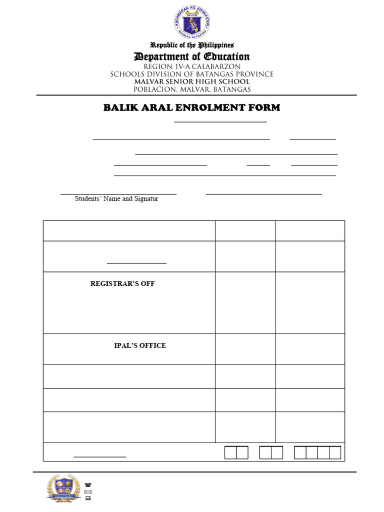 Enrolment Form Balik Aral | PDF | Authentication