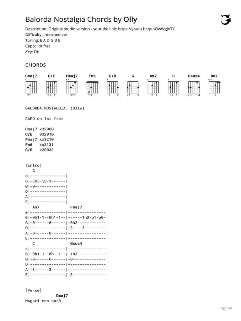 Balorda Nostalgia Chords | PDF