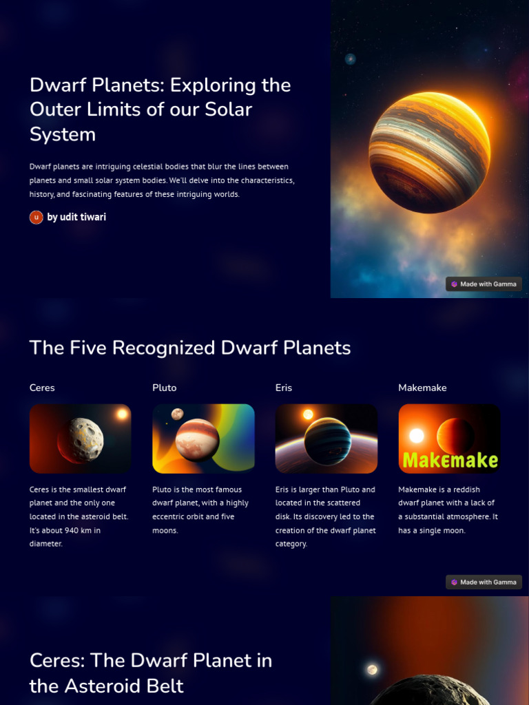 Dwarf Planets: Characteristics & Exploration | PDF | Planets | Pluto