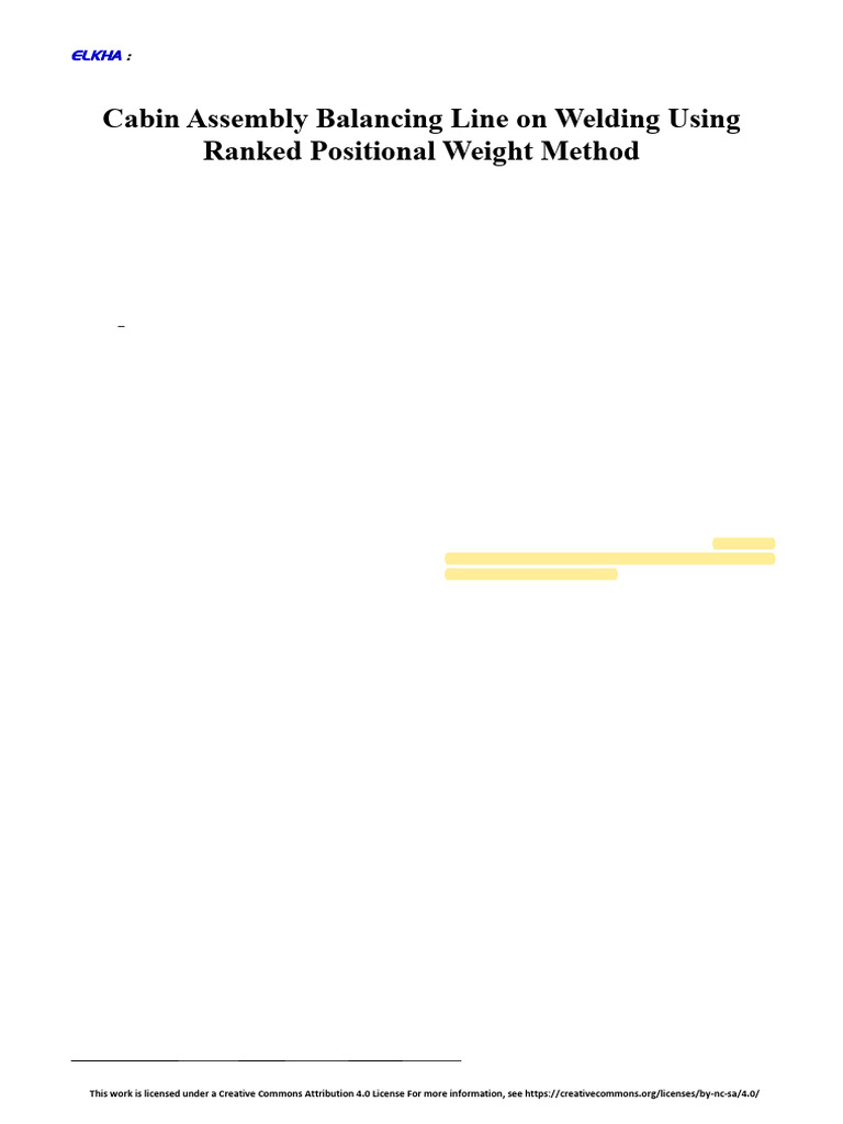15. Cabin Assembly Balancing Line on Welding Using Ranked Positional ...