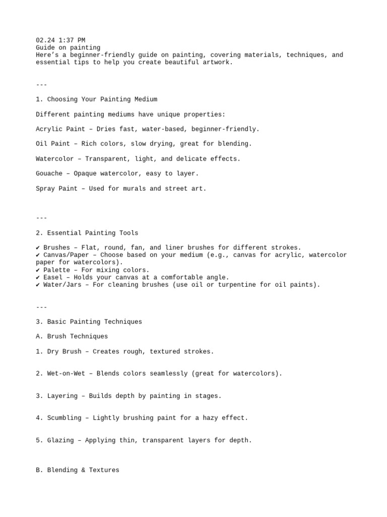 Guide On Painting | PDF