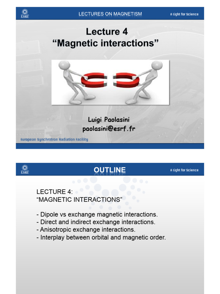 Paolasini - Magnetism Lecture4 - Exchange and Superexchange | PDF | Spin (Physics) | Fundamental ...