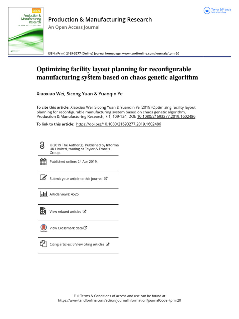 Optimizing Facility Layout Planning For Reconfigurable Manufacturing System Based On Chaos ...