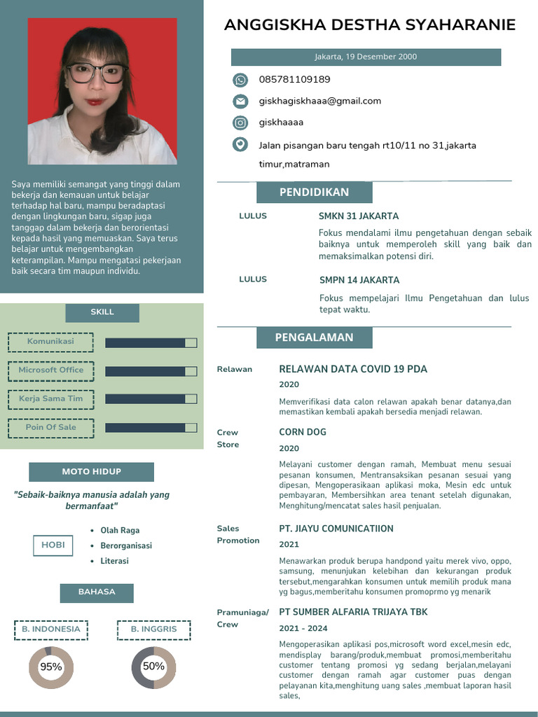 CV - Anggiskha Destha Syaharanie Terbaru | PDF