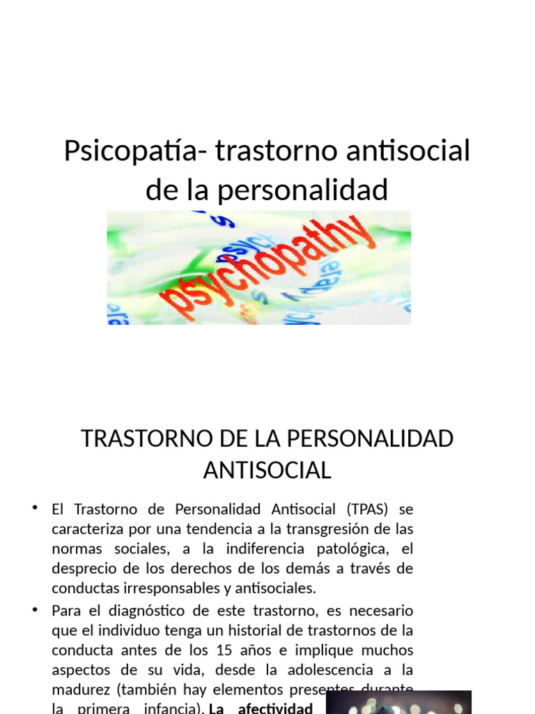 Psicopatía - Trastorno Antisocial de La Personalidad | PDF | Psicopatía ...