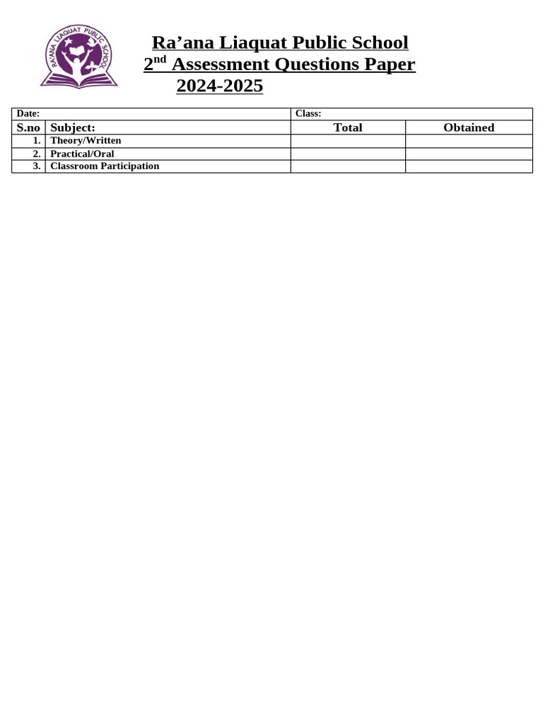 2nd Assessment Question Paper | PDF