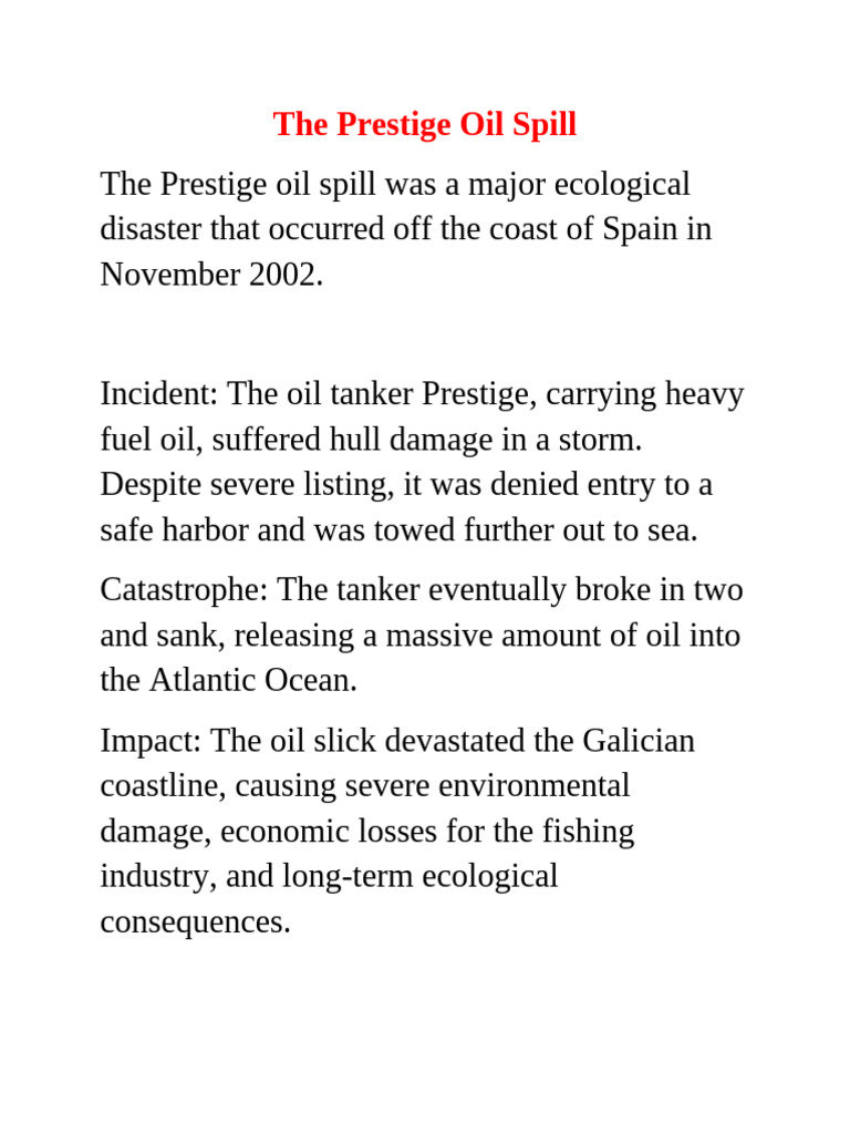 5 Case Study of The Prestige Oil Spill | PDF