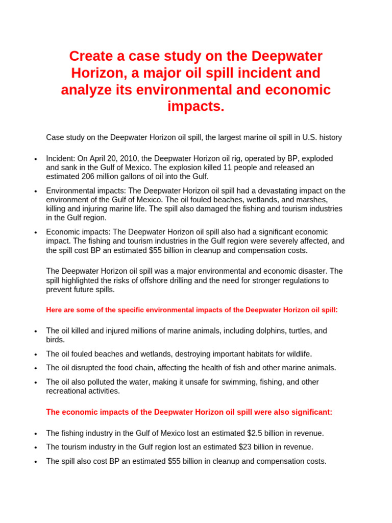 2 Case Study of Deepwater Horizon | PDF | Oil Spill | Deepwater Horizon ...