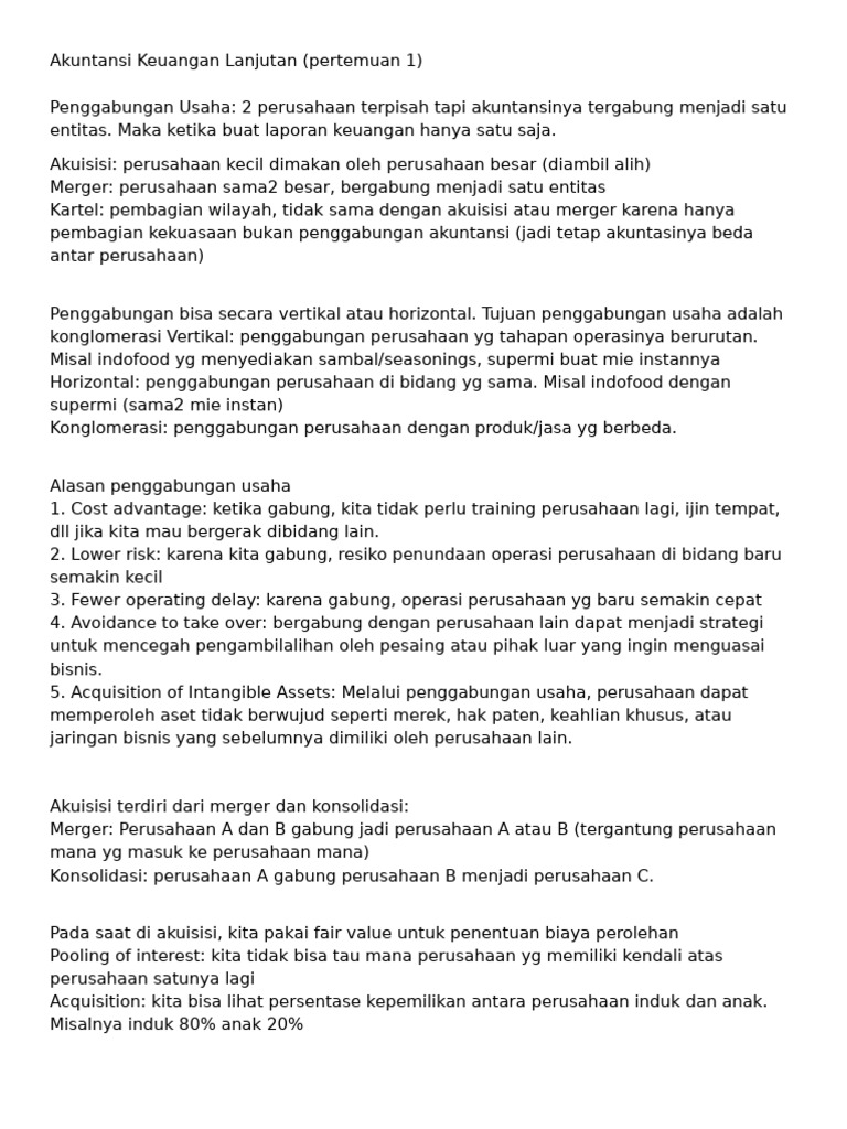 Penggabungan Usaha & Akuntansi | PDF