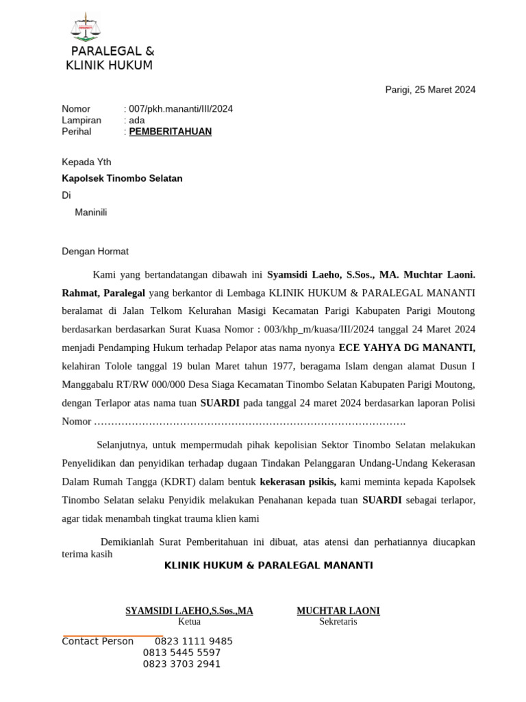 Surat Dalam Bentuk Word | PDF