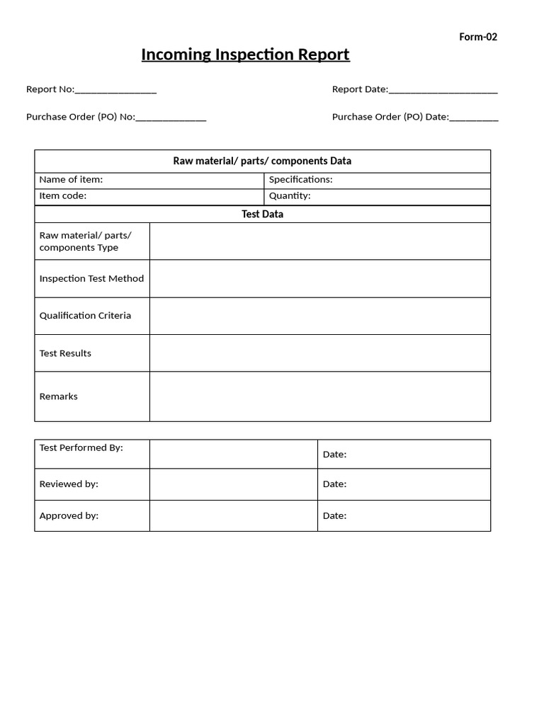 2. Incoming Inspection Report | PDF