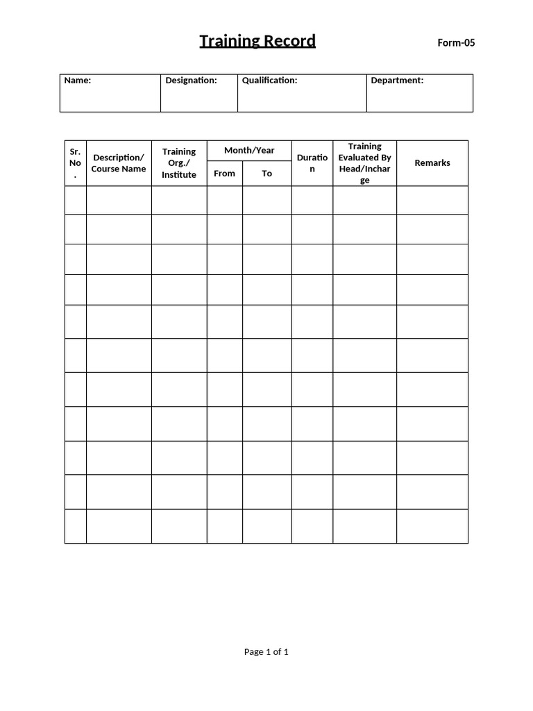 Training Record | PDF