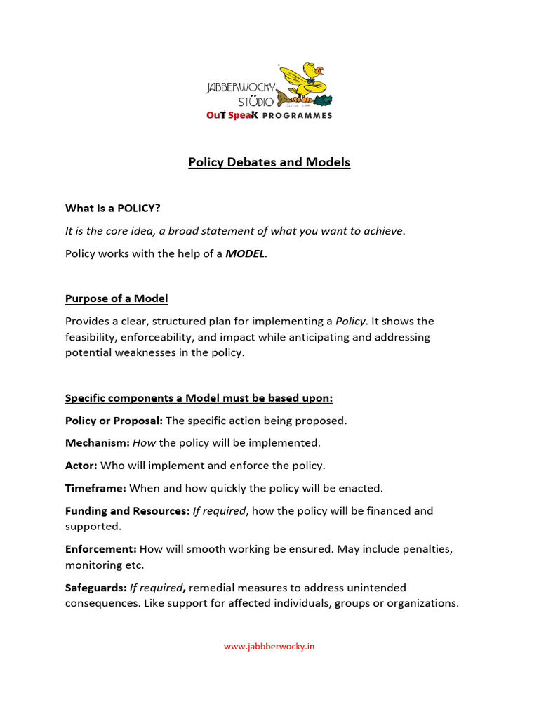 Policy Debates and Models | PDF