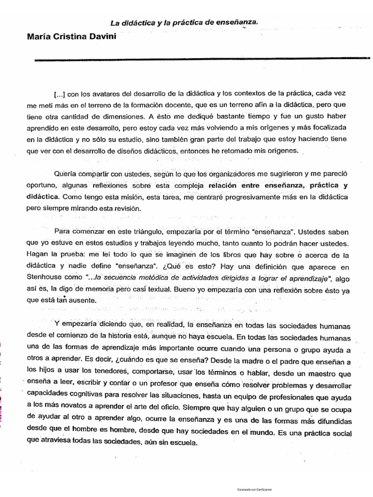 1.1 La Did-Ctica y La Pr-Ctica de La Ense-Anza. M. C. Davini | PDF