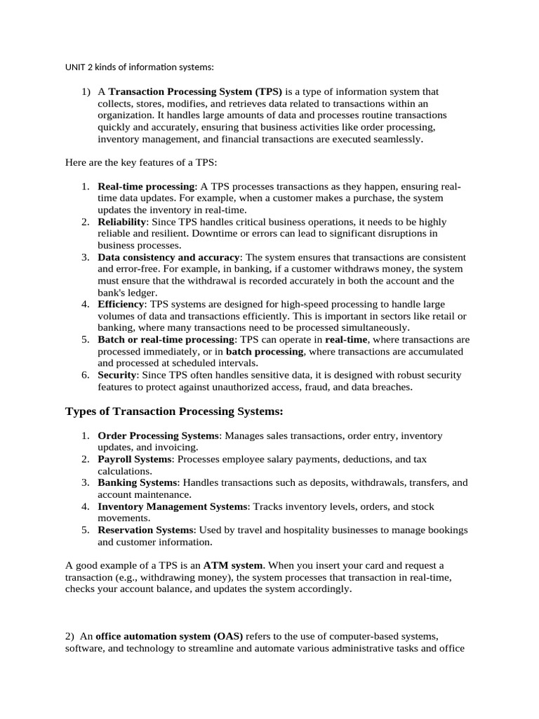 Overview of Information Systems Types | PDF | Database Transaction ...