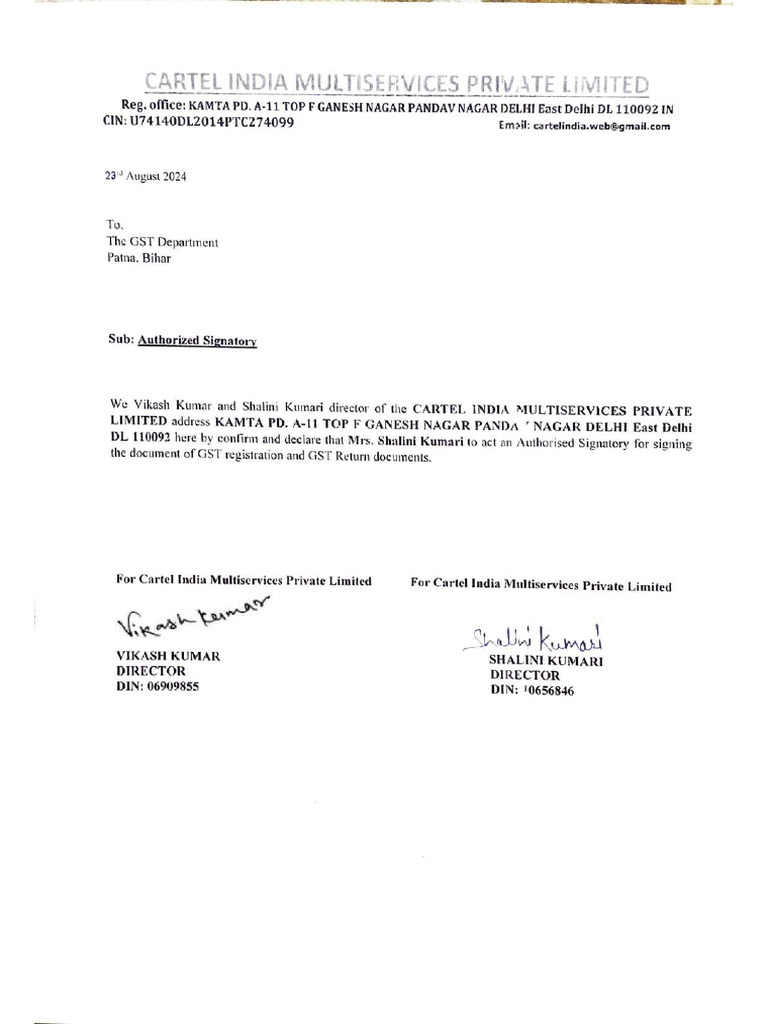 authorised signatory | PDF