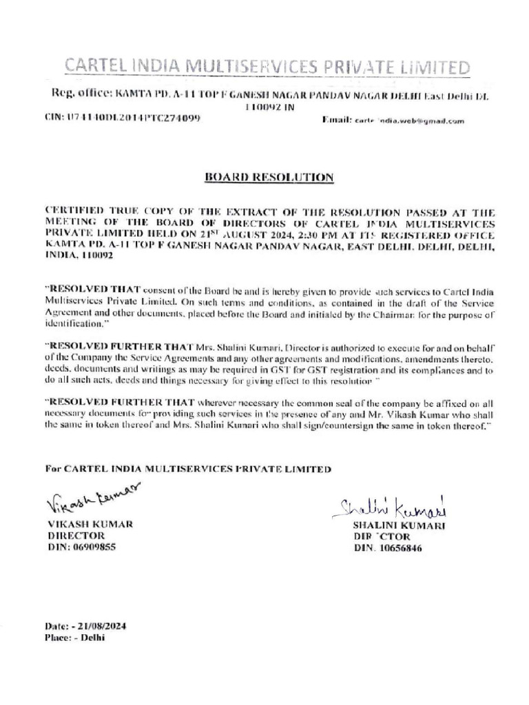 Board Resolution | PDF