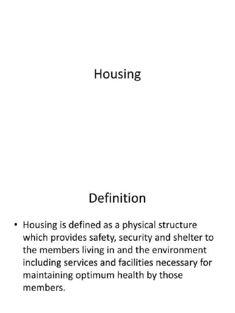 Housing Standards UG Lecture | PDF
