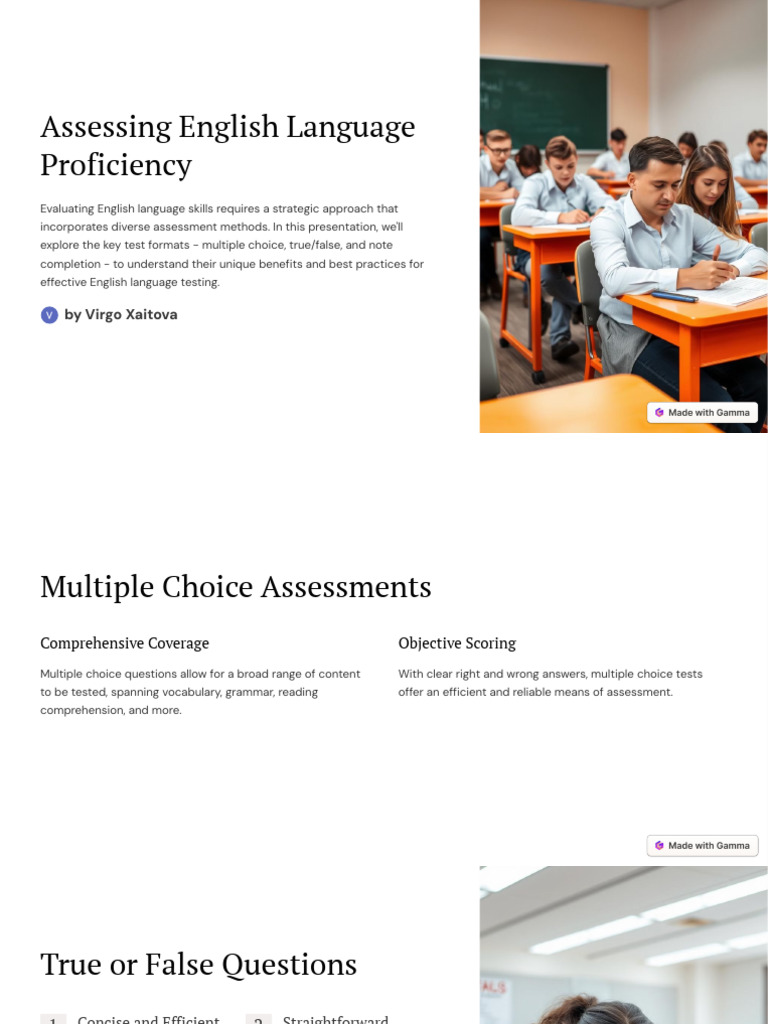 Assessing English Language Proficiency | PDF | Multiple Choice | Educational Assessment