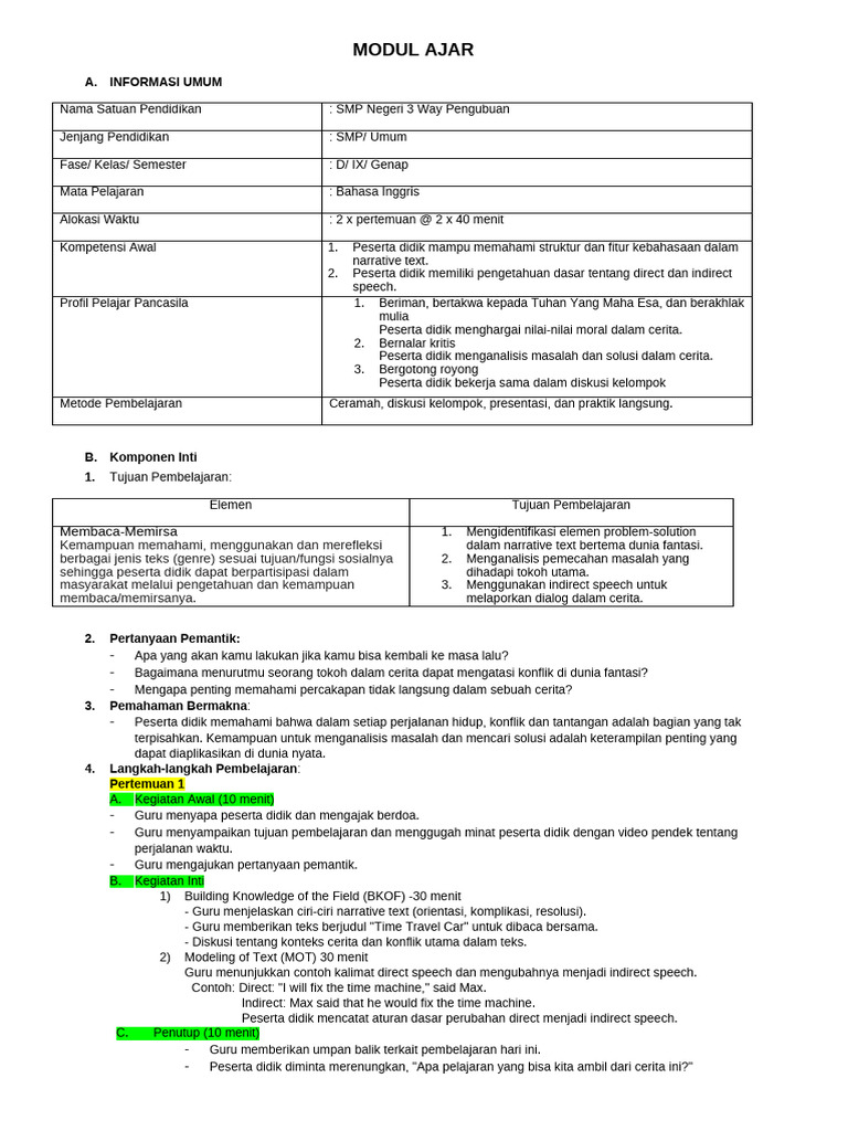 MODUL AJAR CHAPTER 4 UNIT 3 UNIT 2 | PDF