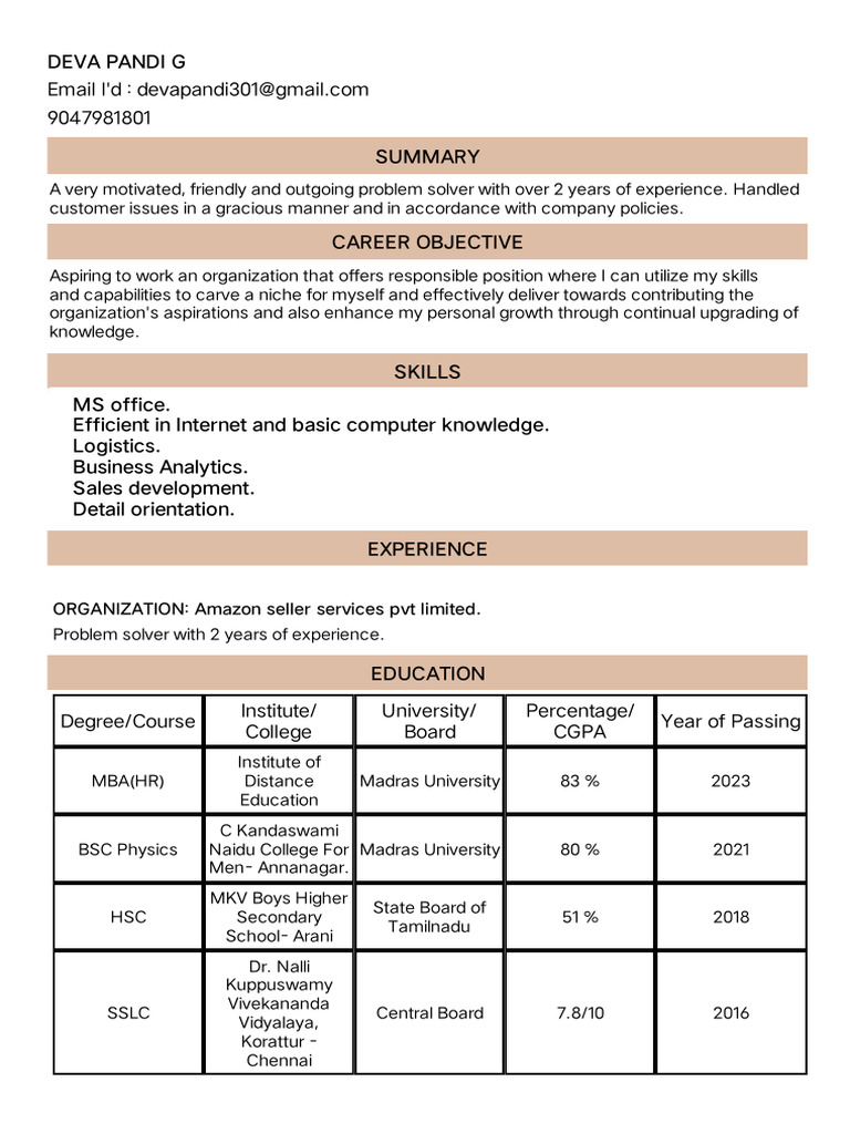 Deva's Resume-Compressed | PDF | Cognition