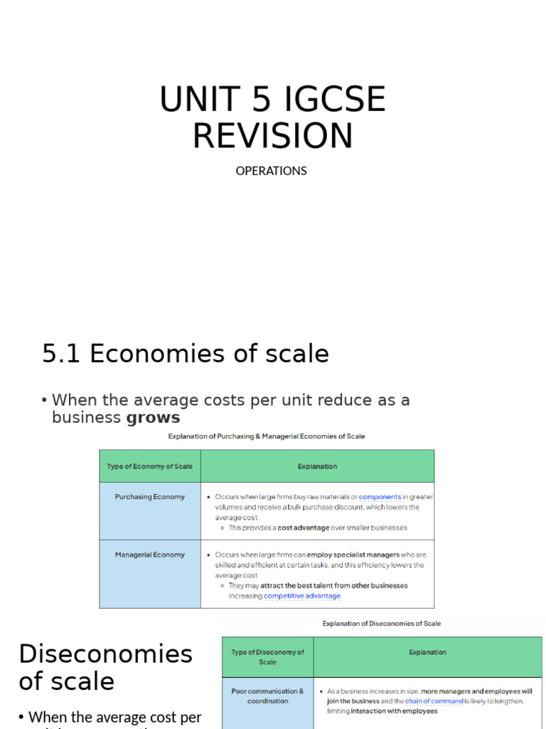 IGCSE Operations Revision Guide | PDF | Lean Manufacturing | Labour ...