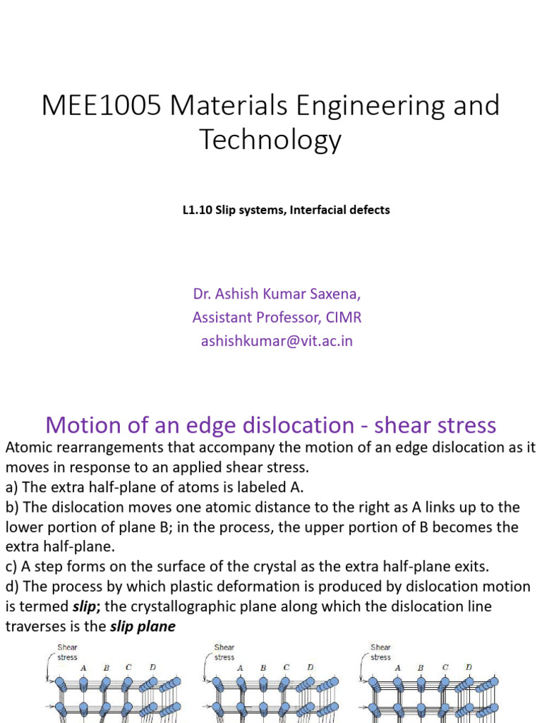 Slip System, 2d Defects, Grain Size | PDF | Dislocation | Stress (Mechanics)
