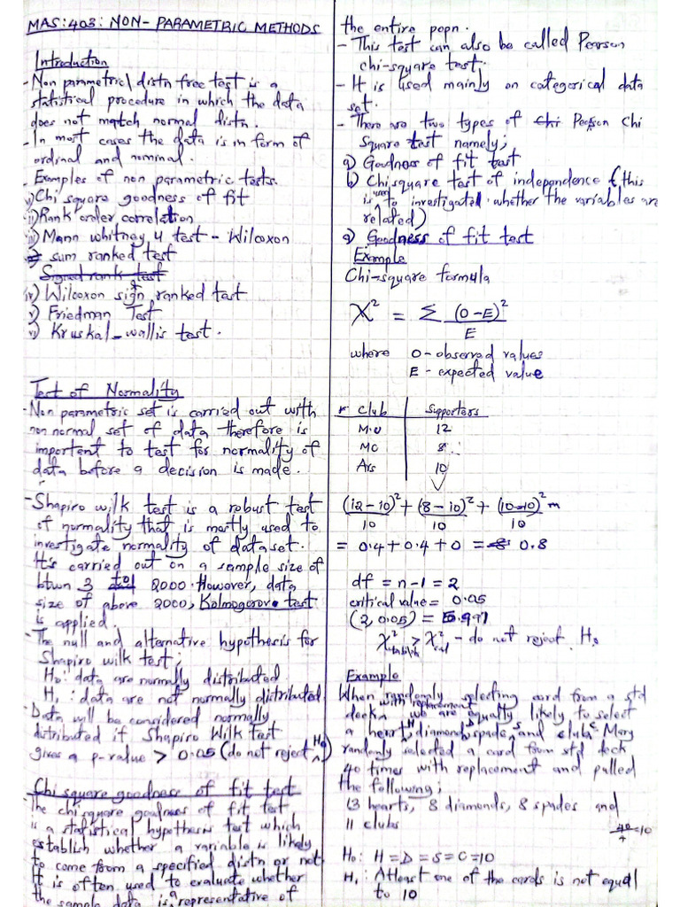 Mas 403 (Non Parametric Methods) | PDF