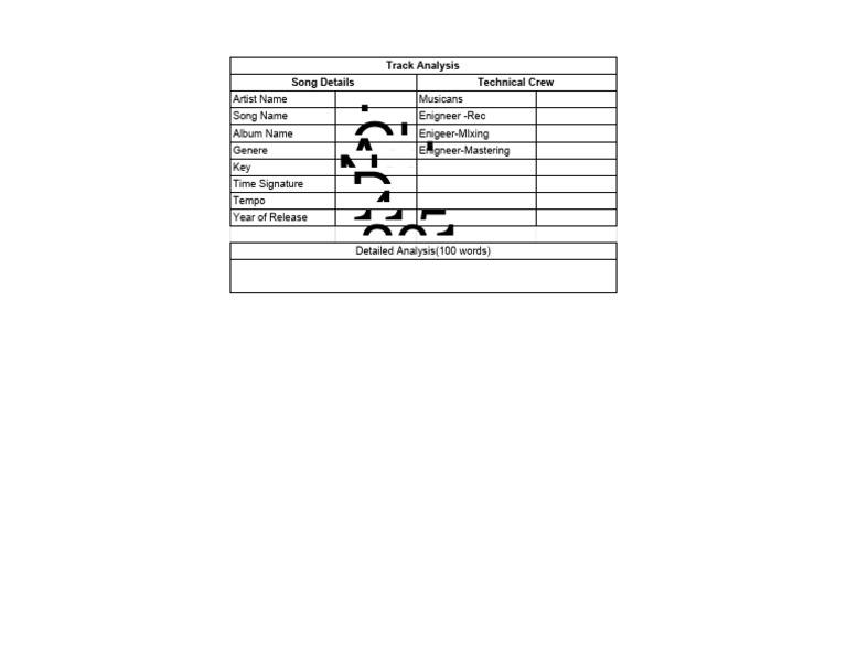 Track Analysis Format Sheet1 1 1 | PDF