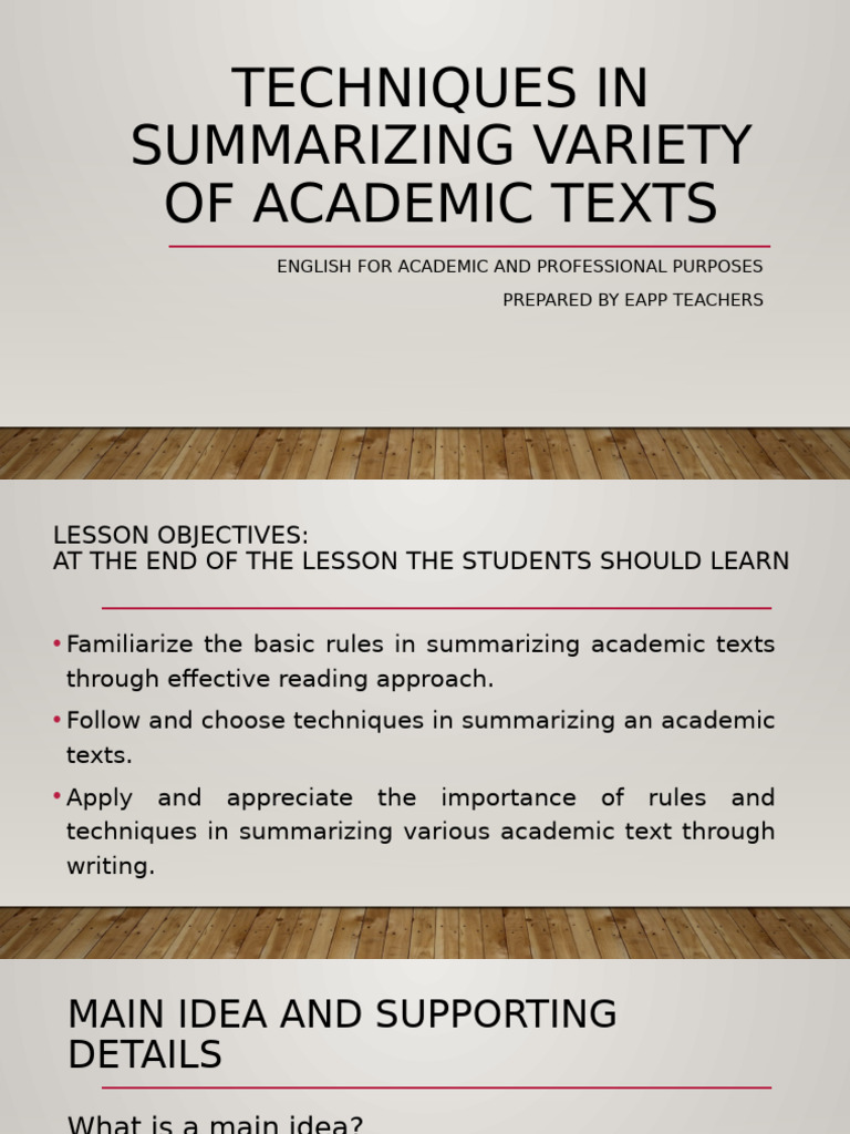 Lesson 3 Techniques in Summarizing Various Texts | PDF | Metabolism | Calorie