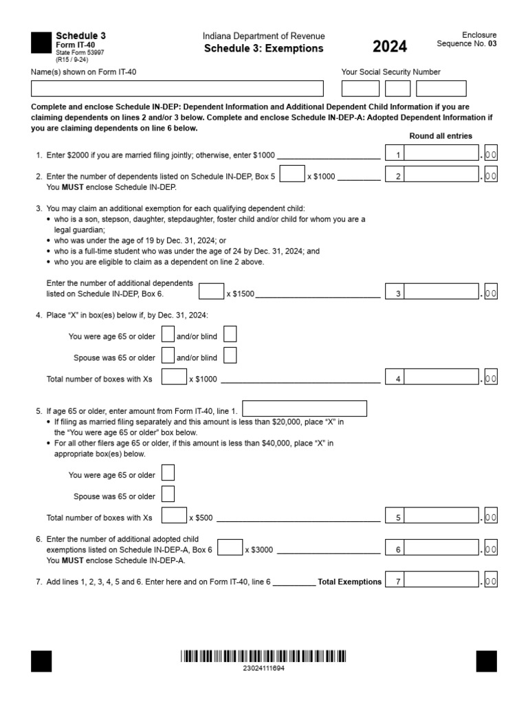 Schedule 3 (9-24) Fillable | PDF | Taxation | United States Law