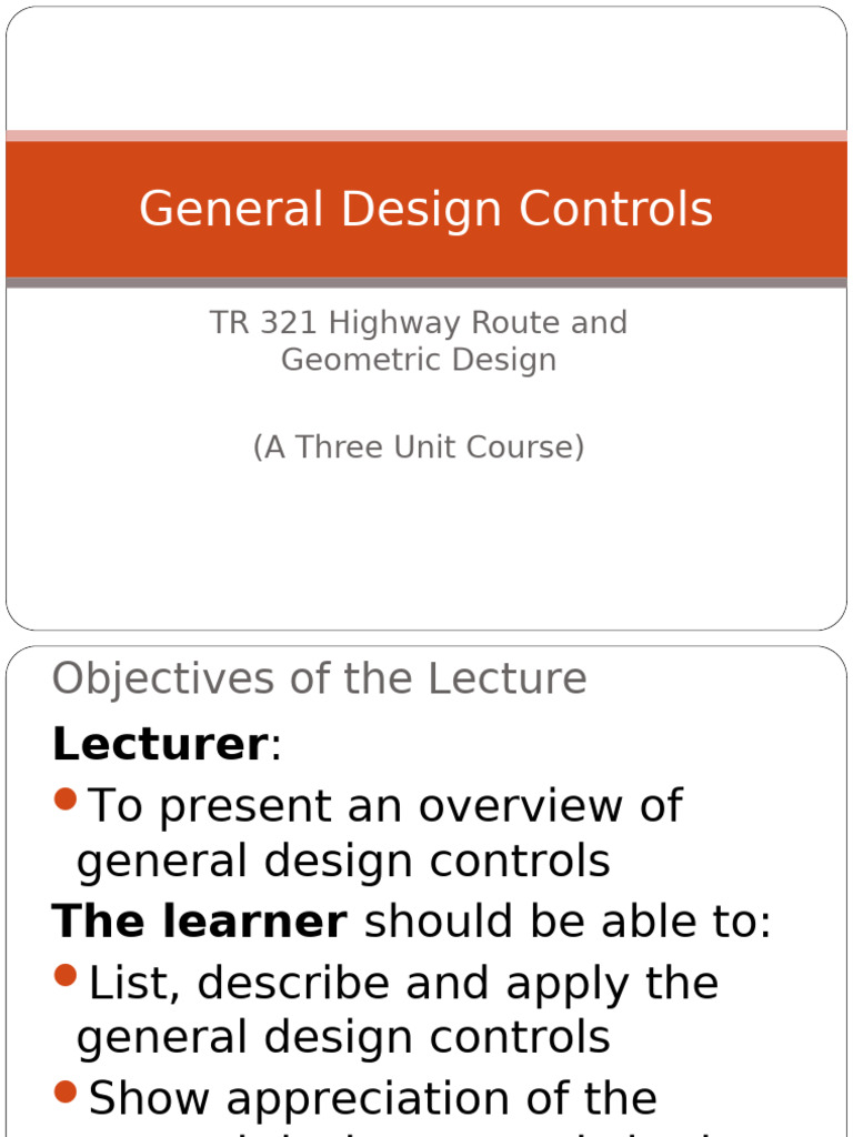 General Controls in Highway Design | PDF | Curvature | Traffic
