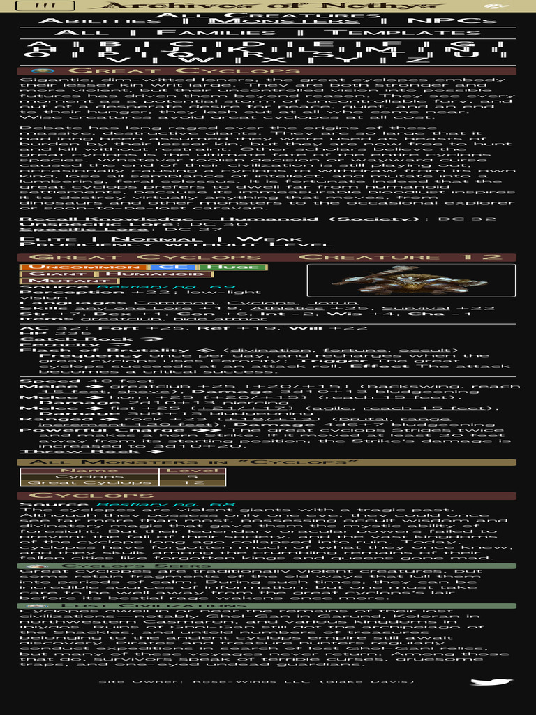 Great Cyclops - Monsters - Archives of Nethys Pa | PDF