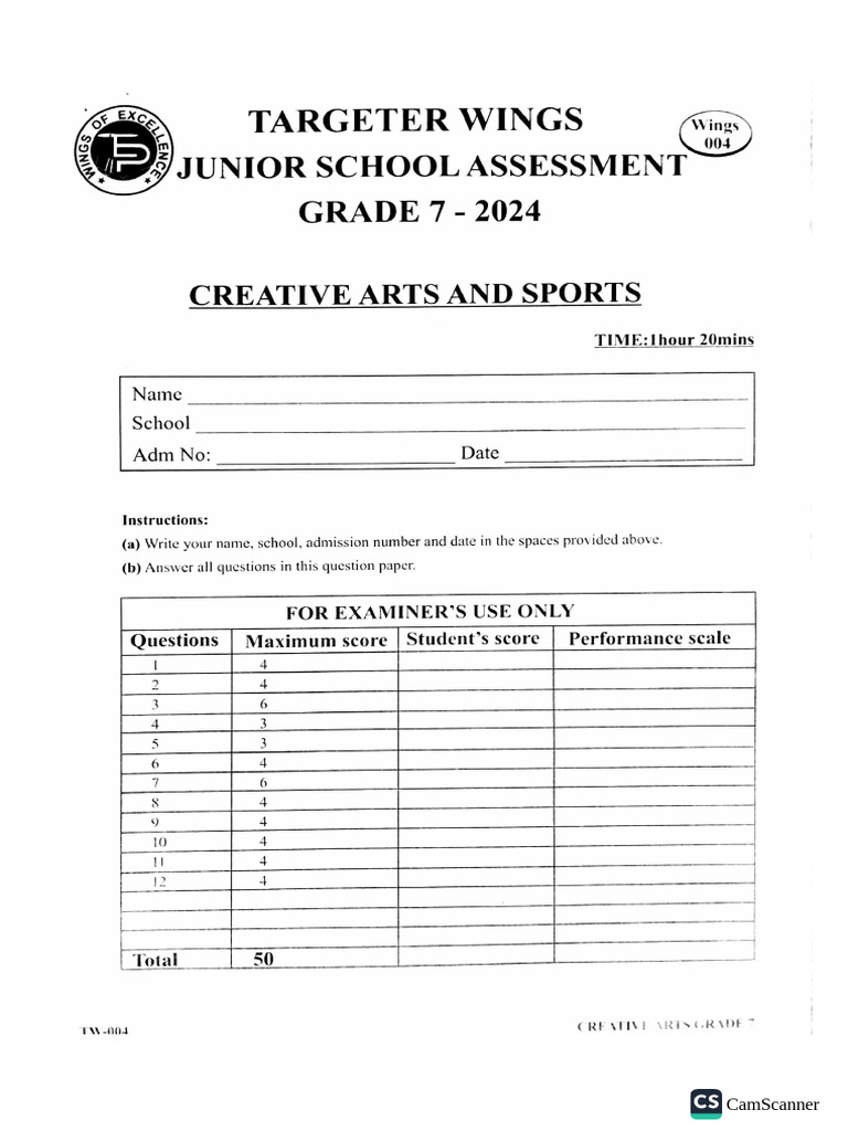 G7 C.A Sports T 2024 Teacher - Co - .Ke - 5 | PDF