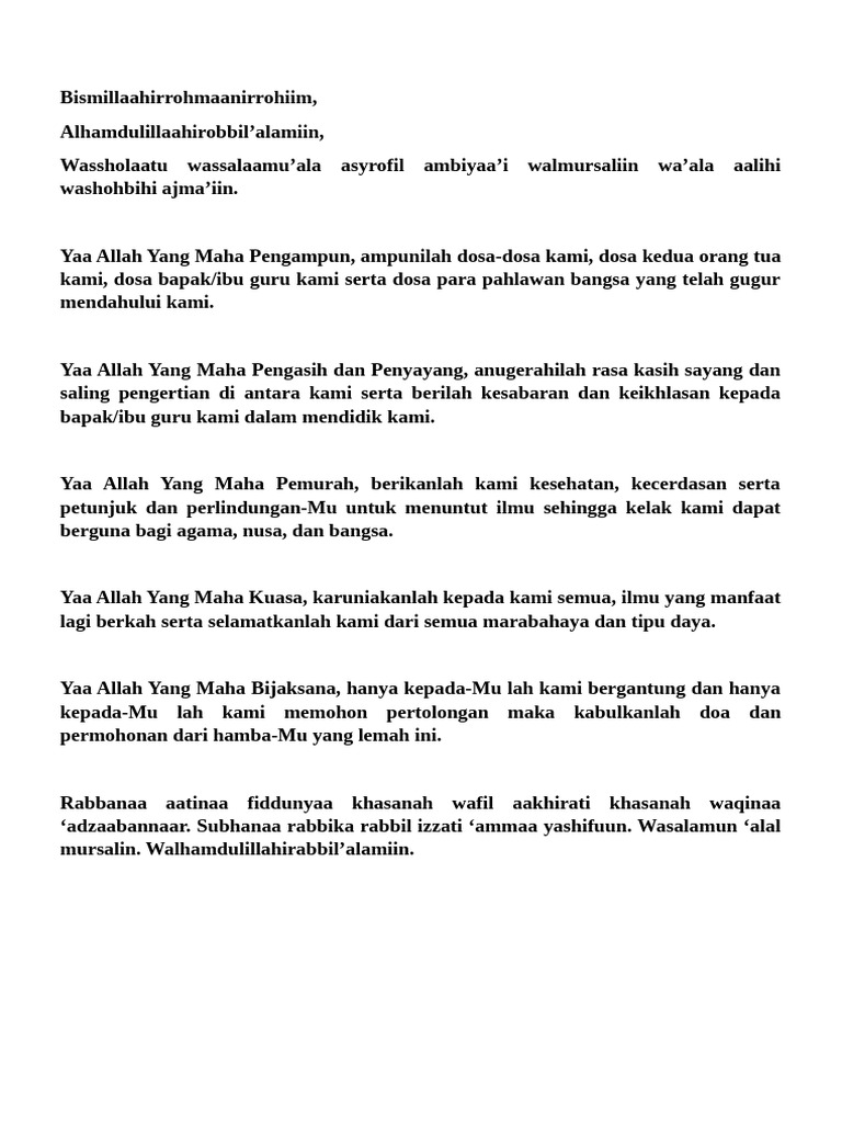 Doa Upacra Bendera | PDF