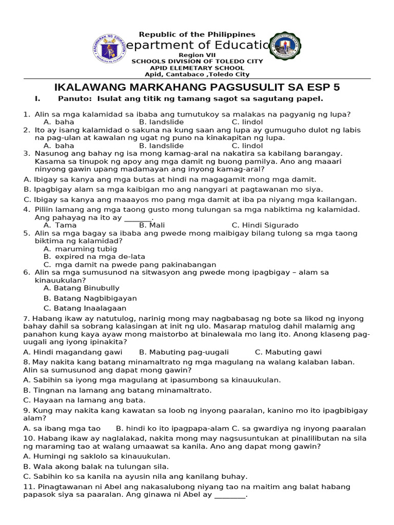 Esp 5 (2ND Periodical Test) | PDF