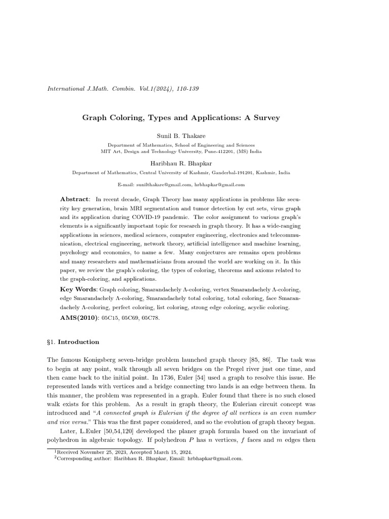 Graph_Coloring,Types_and_Applications_A_Survey | PDF | Graph Theory | Vertex (Graph Theory)