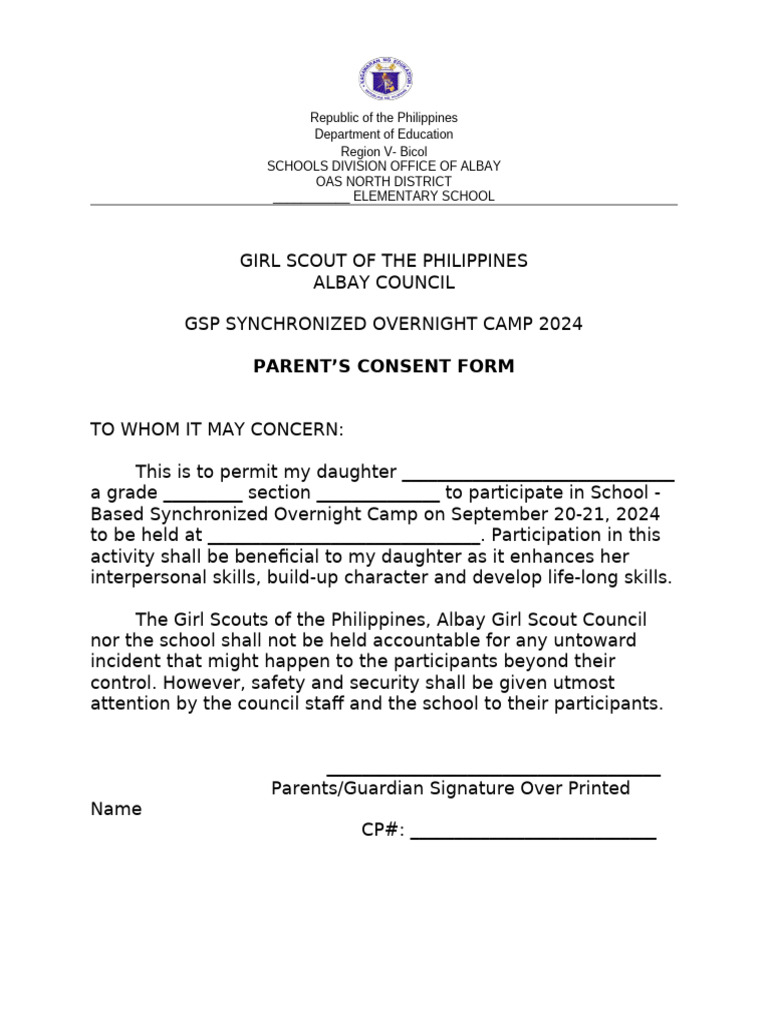 Camporal Parent's Consent Form | PDF