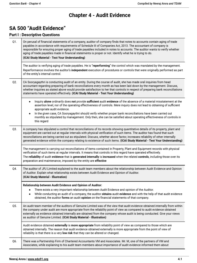 Audit Evidence: Key Concepts & Practices | PDF | Audit | Internal Control