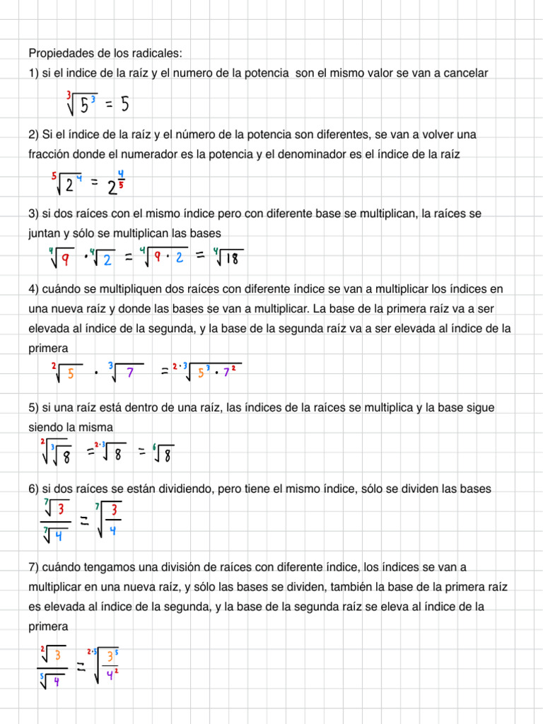 Propiedades de los Radicales | PDF