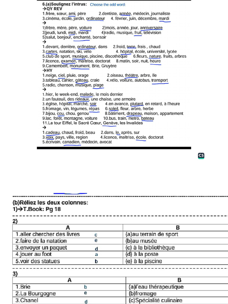 Odd One Out and Match The Columns | PDF