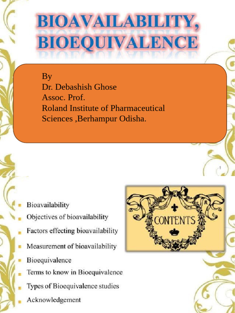 Bioavailability and Bioequivalence | PDF