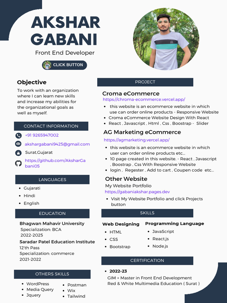 Aspiring Front-End Developer Portfolio | PDF