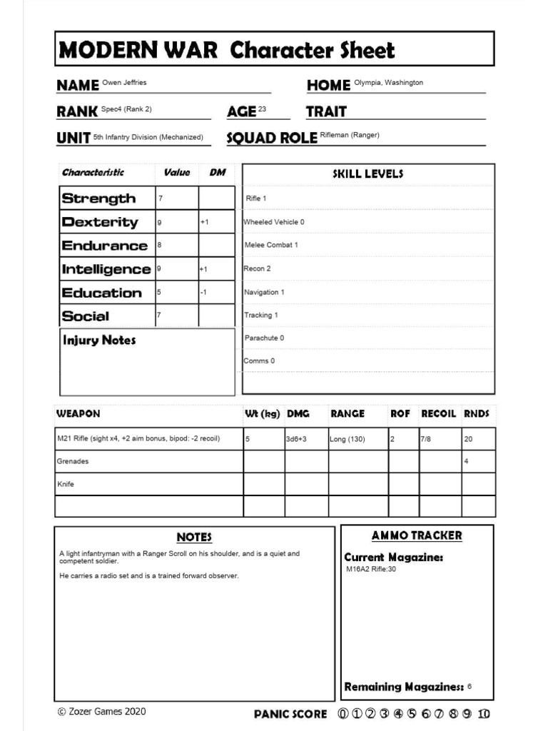 Owen Jeffries: Infantry Profile & Skills | PDF